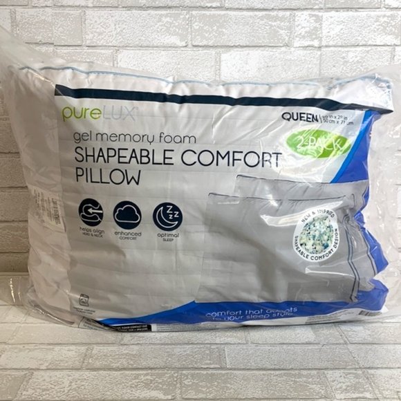 PureLux | Bedding | Purelux Gel Memory Foam Shapeable Comfort Pillow ...